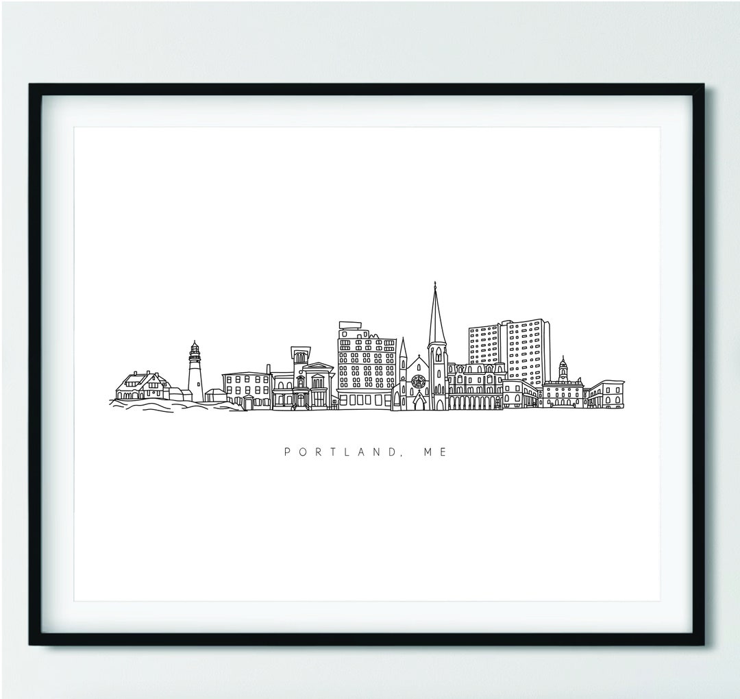 Portland Maine Print, Portland Drawing, Portland Maine Line Drawing ...