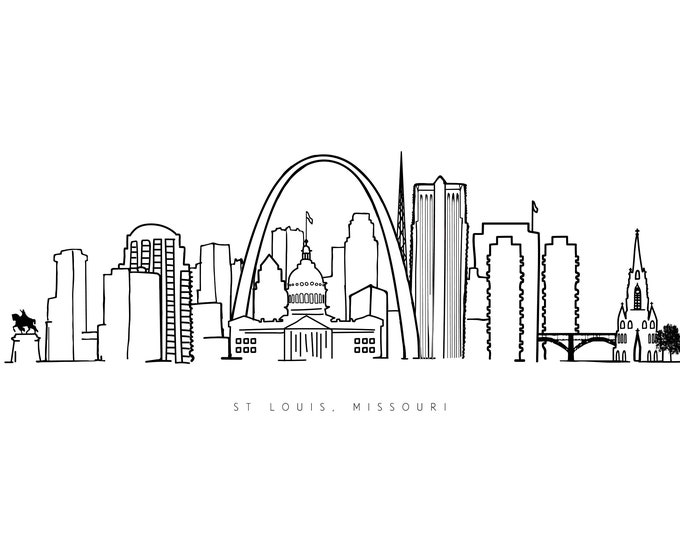 St Louis Line Drawing St Louis Missouri Missouri Line - Etsy