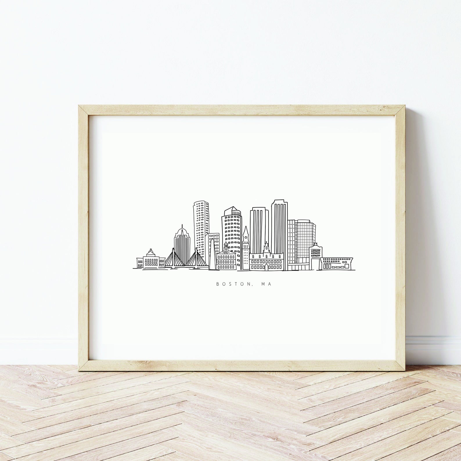 Boston Print, Boston Skyline, Boston MA, Boston Line Drawing, Boston ...