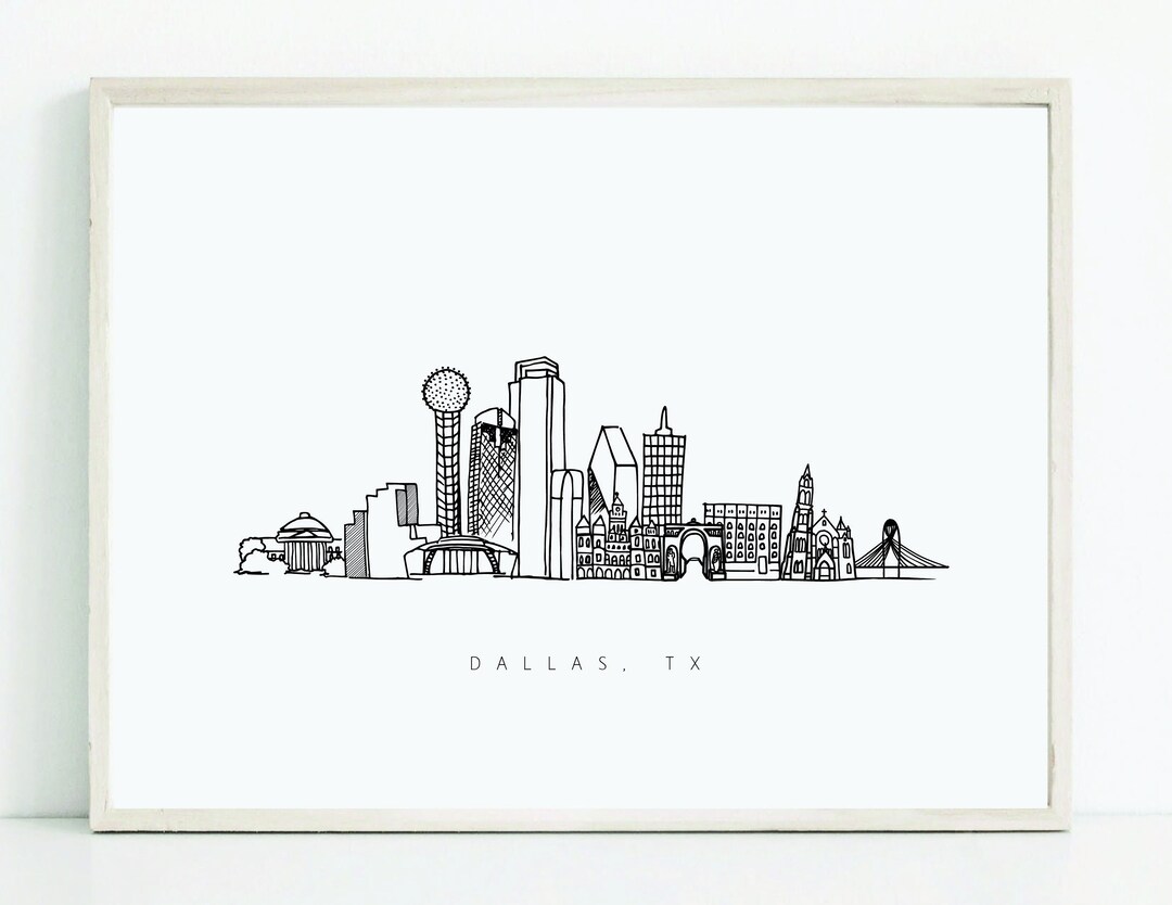 Dallas Texas Line Drawing, Dallas Skyline Drawing, Dallas Texas, Dallas ...