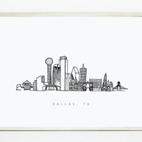 Dallas Texas Line Drawing Dallas Skyline Drawing Dallas - Etsy