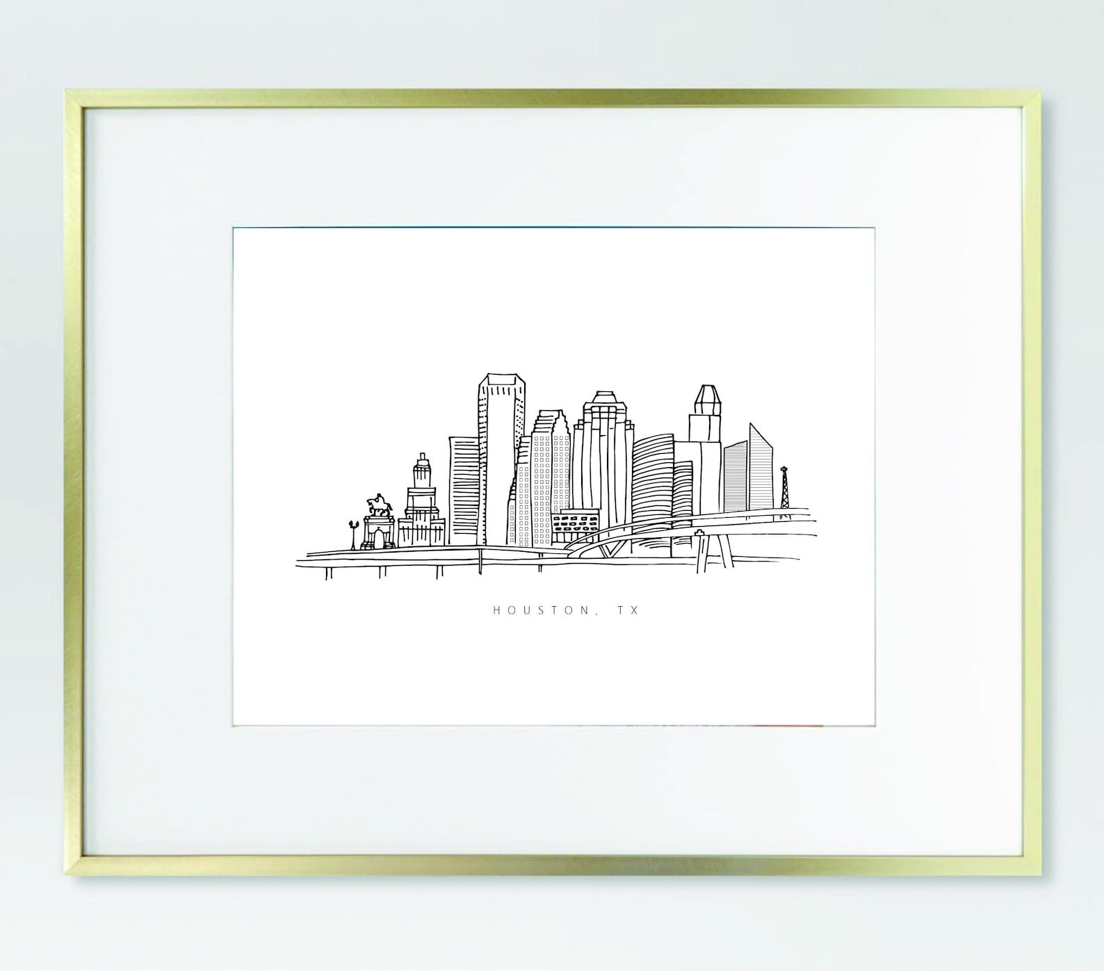 Houston Skyline, Houston Line Drawing, Houston Drawing, Houston Print ...
