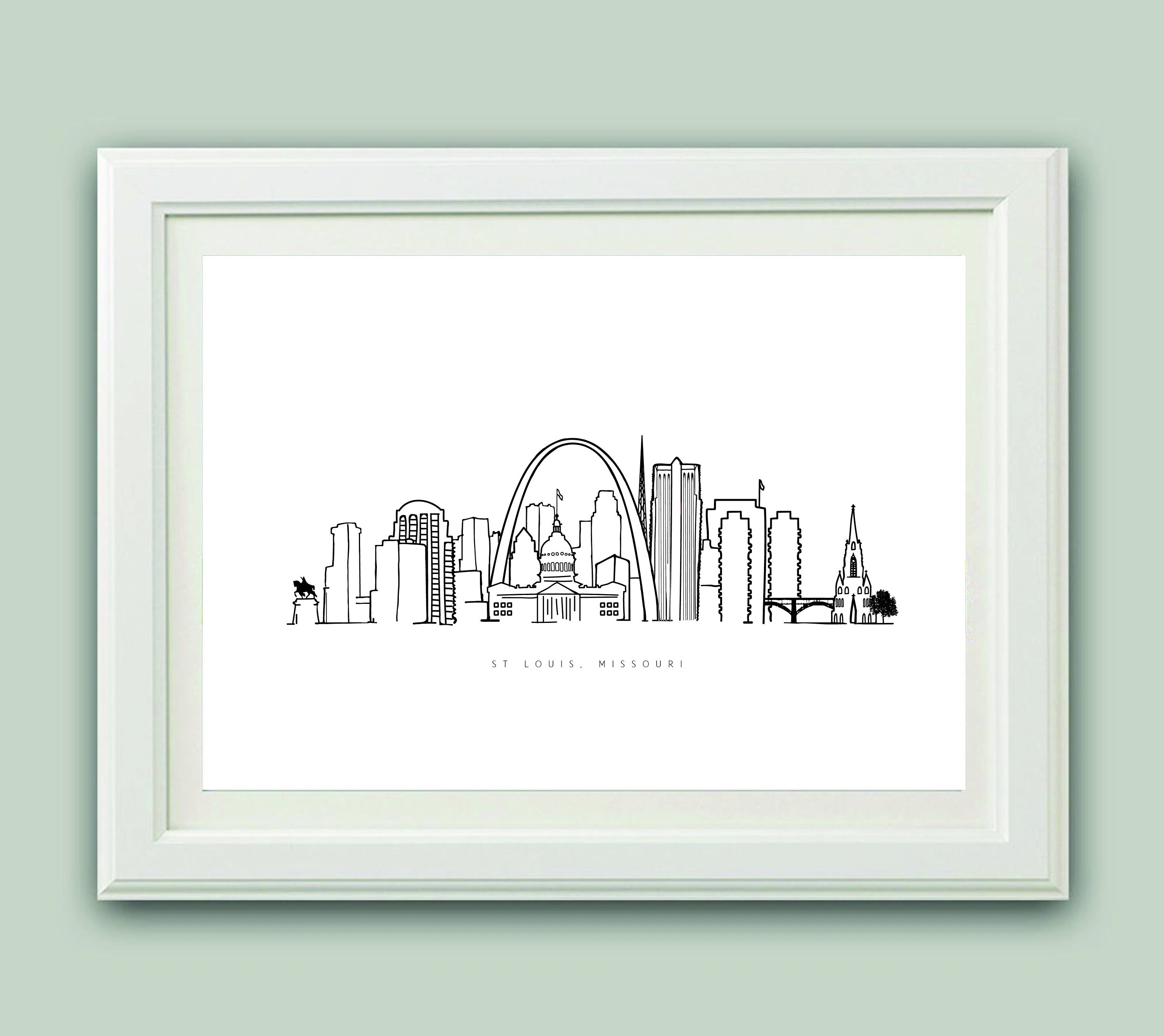 St Louis Line Drawing St Louis Missouri Missouri Line - Etsy
