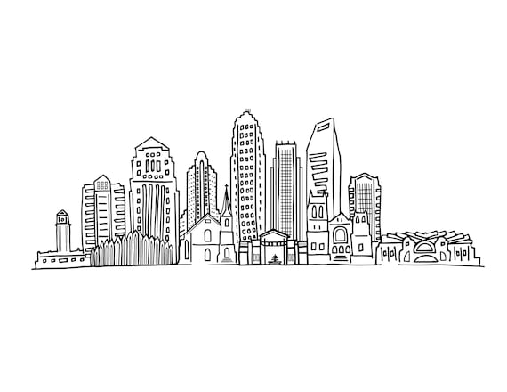 North Carolina Charlotte Skyline Outline