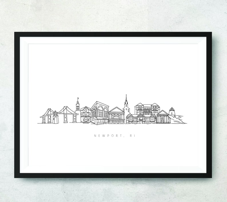 DIGITAL Newport Print, Newport Skyline, Newport RI, Newport Line ...