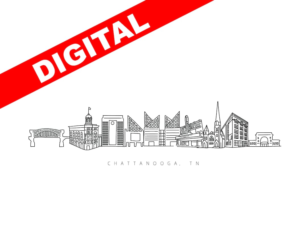 DIGITAL Chattanooga Line Drawing, Chattanooga Skyline Drawing ...