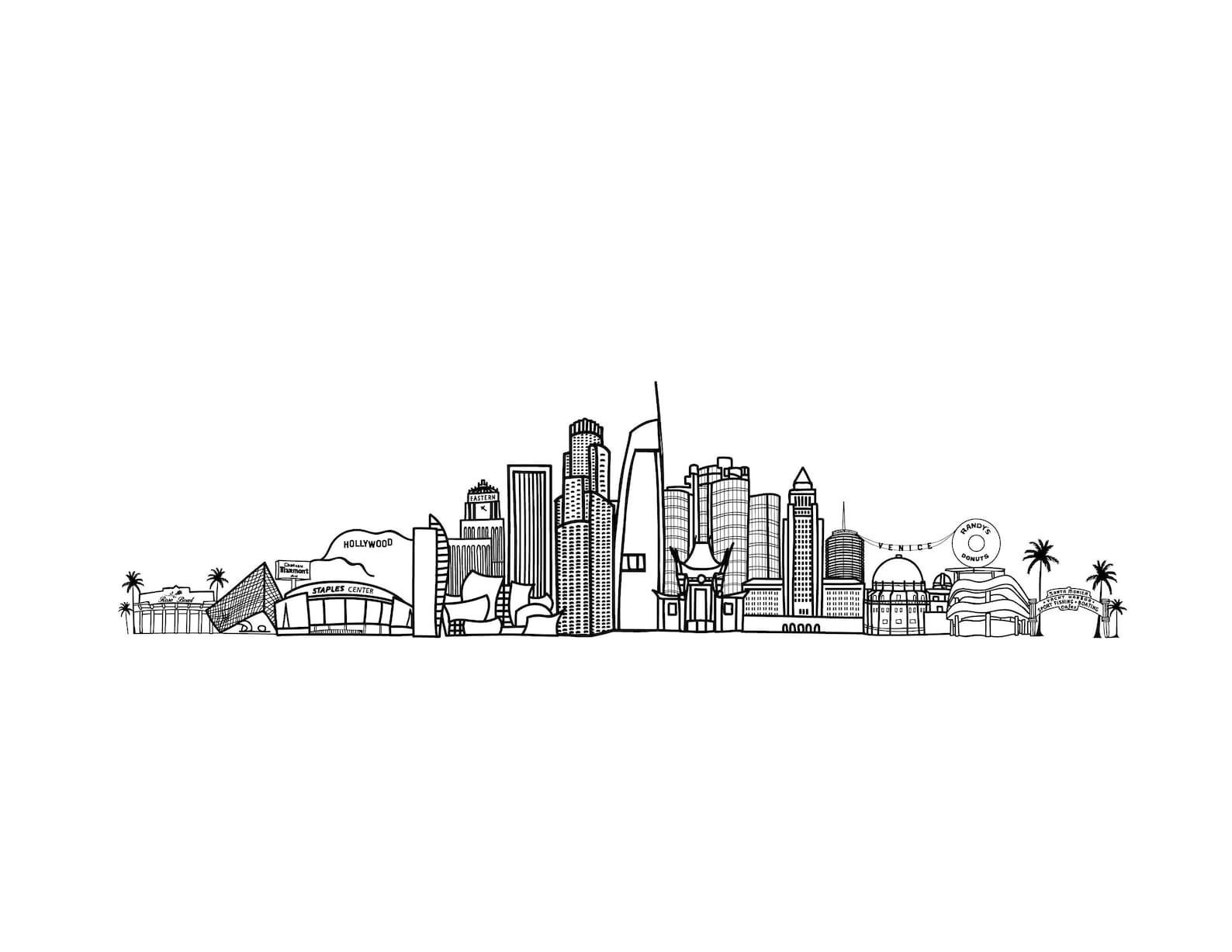 LA Print LA Skyline Print Los Angeles City Drawing Los - Etsy