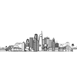 LA Print, LA Skyline Print, Los Angeles City Drawing, Los Angeles Art ...