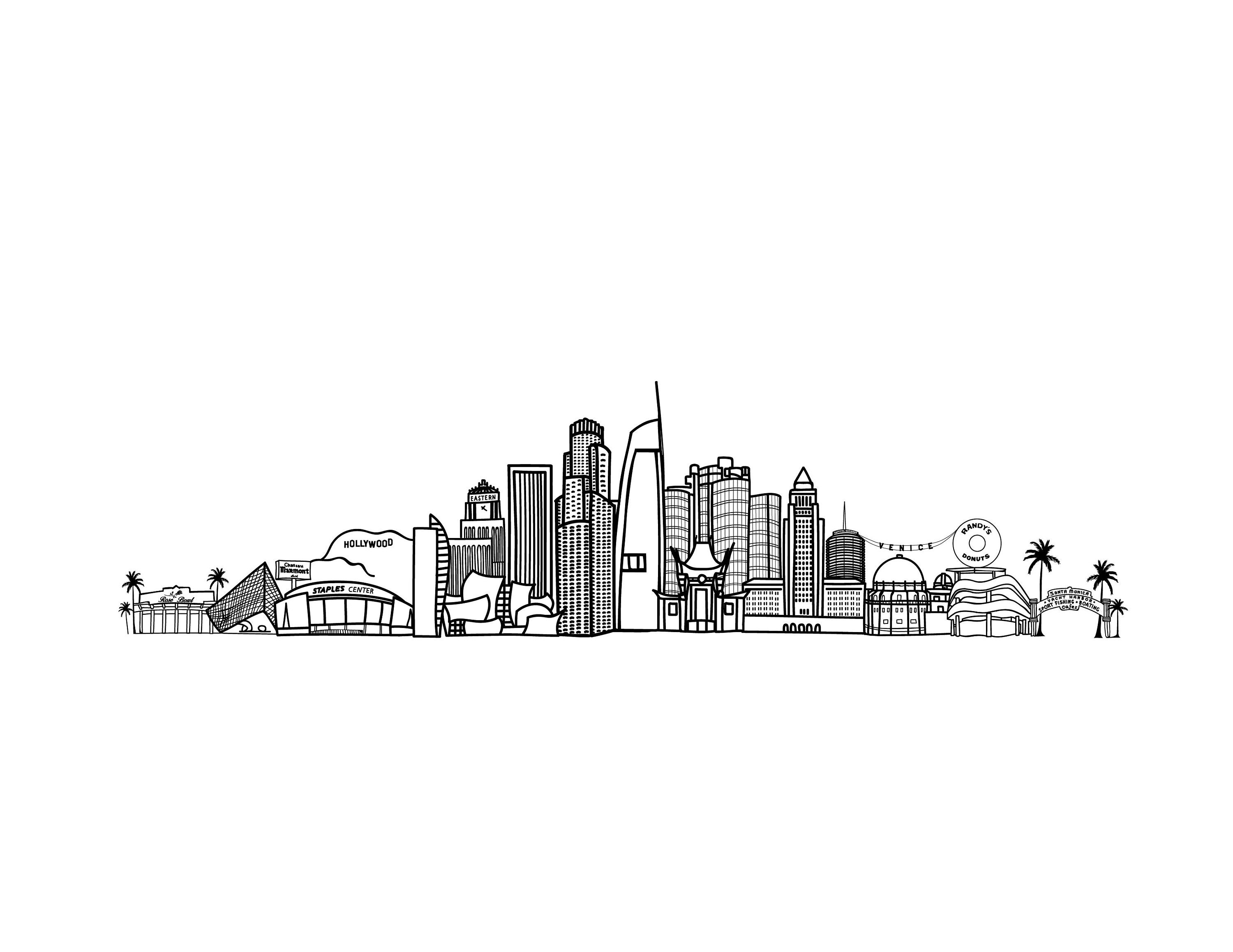 LA Print LA Skyline Print Los Angeles City Drawing Los - Etsy