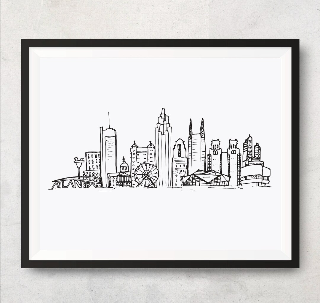 Atlanta Print, Atlanta Skyline Print, Atlanta City Drawing, Wall Art ...