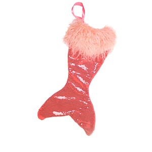 Mermaid Tail Christmas Stocking - Salmon Siren Sequin Shag- Made by I ...