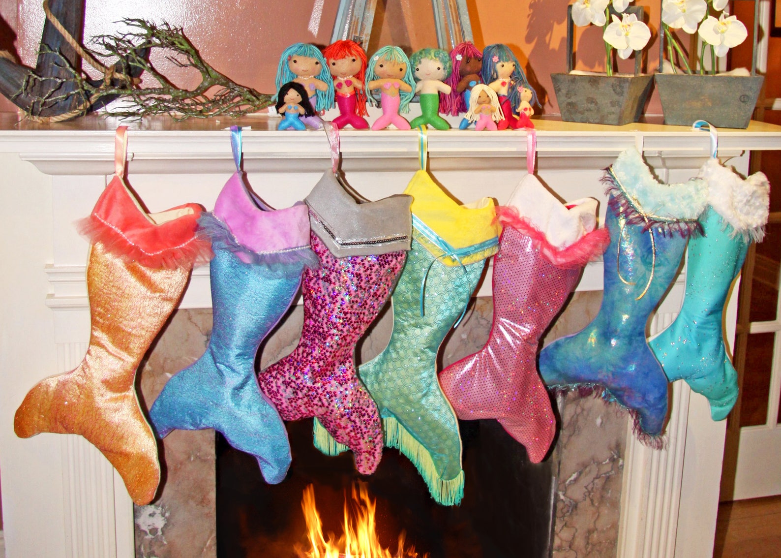 Atlantis Amethyst Mermaid Tail Christmas Stocking Made by - Etsy