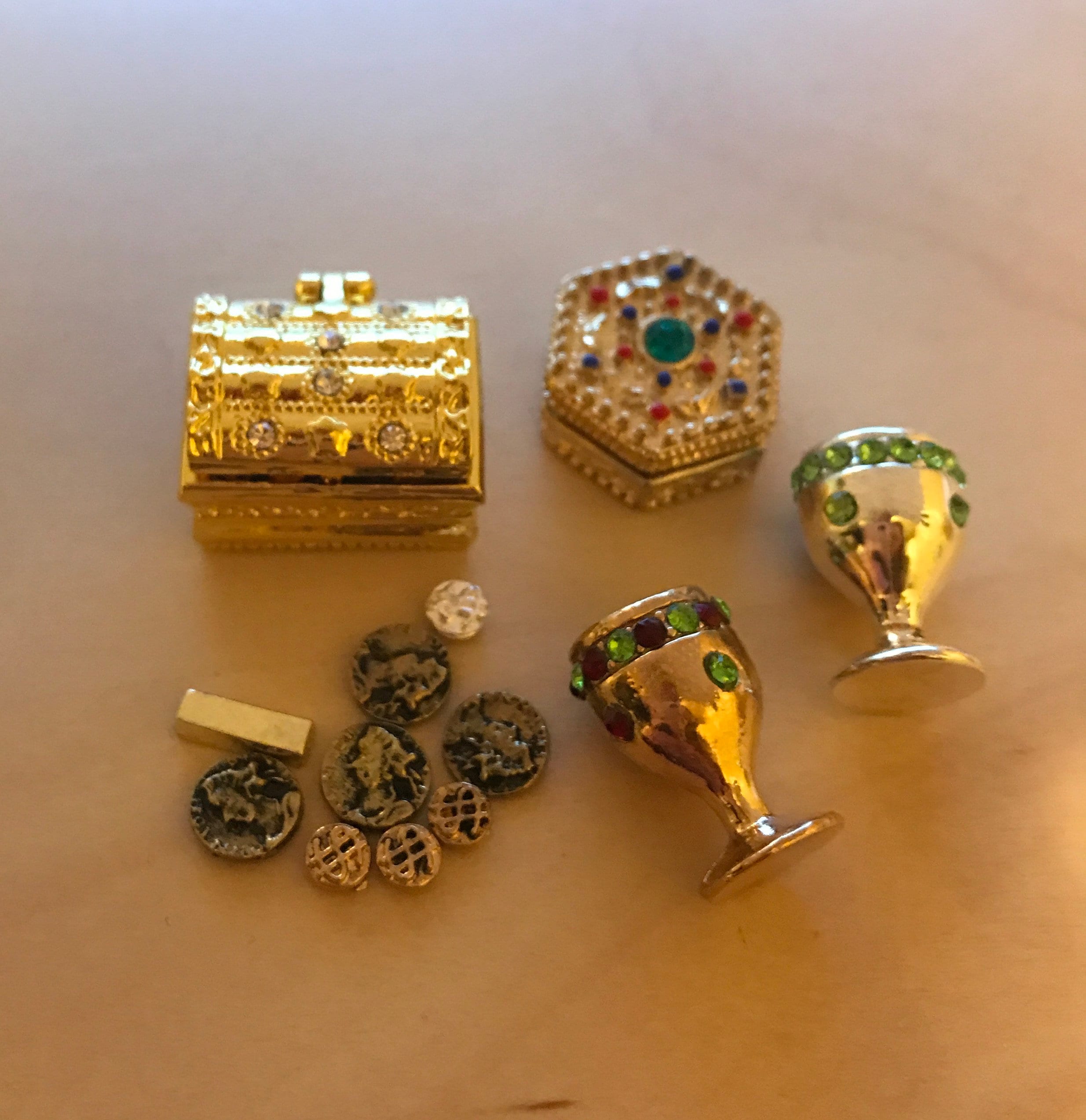 Tiny Jewelry Box filled with gold and silver coins perfect | Etsy