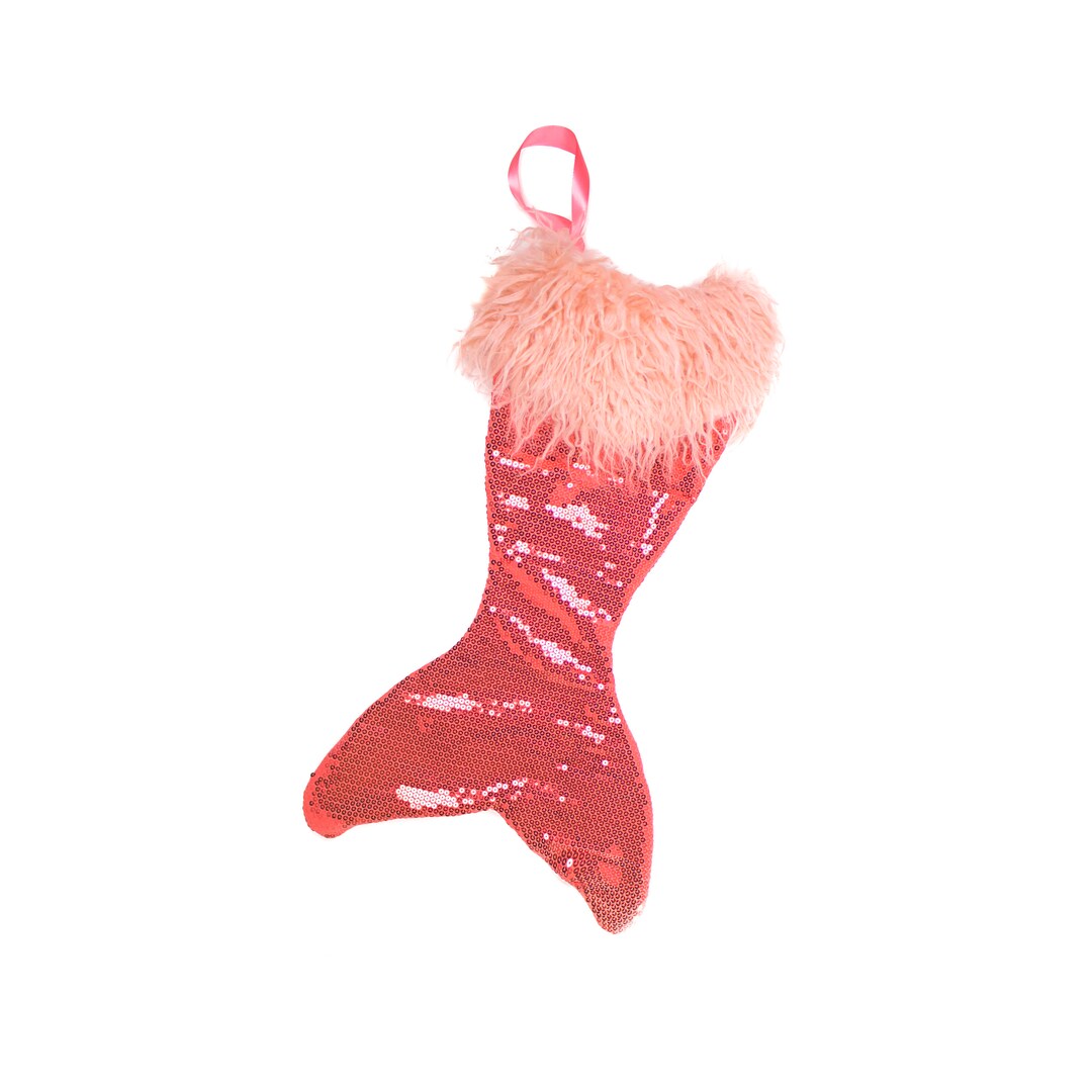 Mermaid Tail Christmas Stocking - Salmon Siren Sequin Shag- Made by I ...
