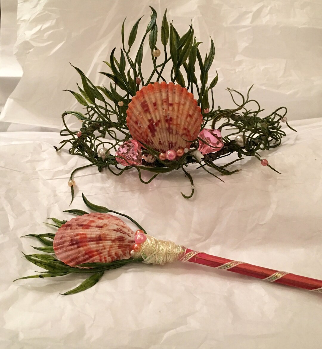Mermaid Shell Wand and Crown Set - Etsy