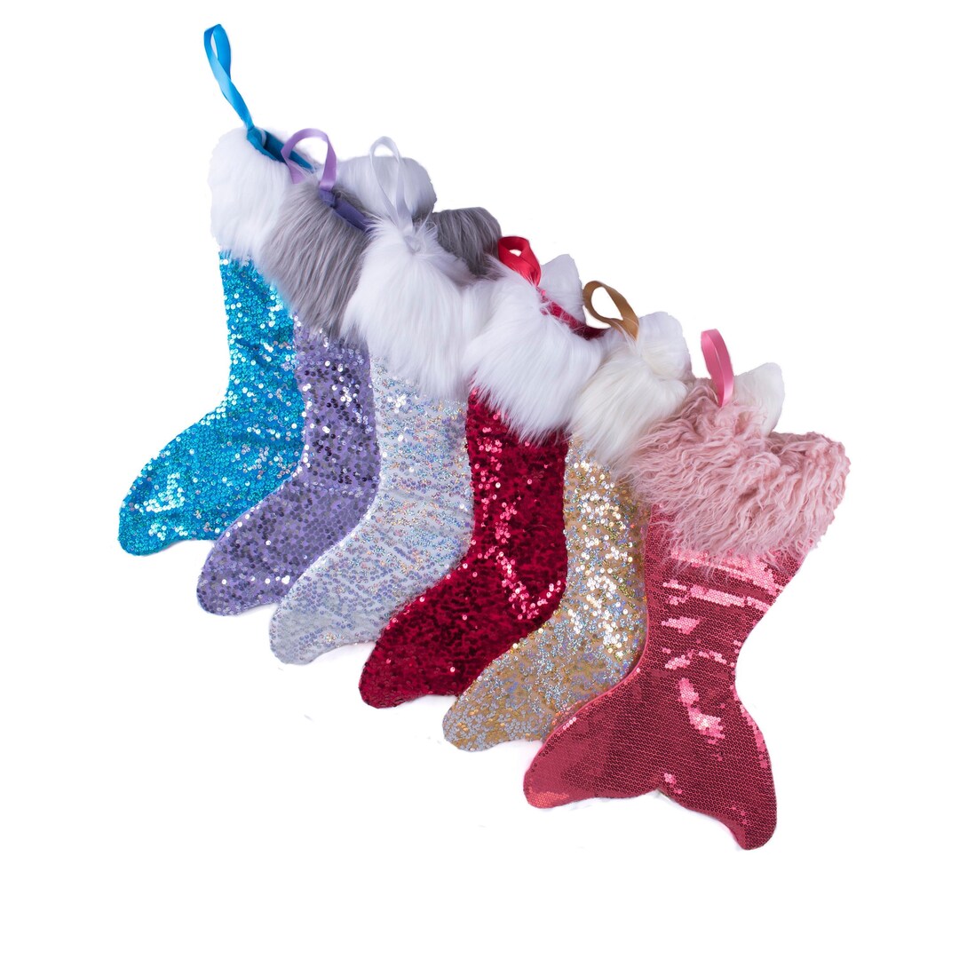 Long Fur Mermaid Tail Stocking, Christmas Stocking, Mermaid Christmas ...