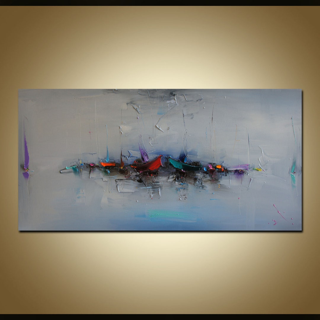 Large Ocean Painting on Canvas, Original Painting, Large Sailboat Art ...