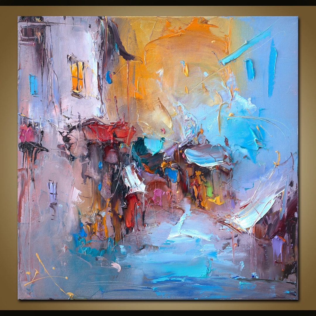 Multicolor Abstract Art Print, Large Abstract Painting Orange and Light ...