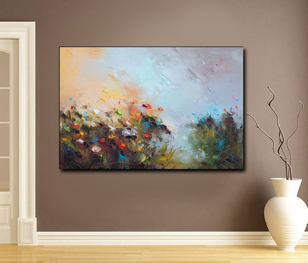 Abstract Painting on Canvas, Original Painting, Modern Art, Floral Wall ...