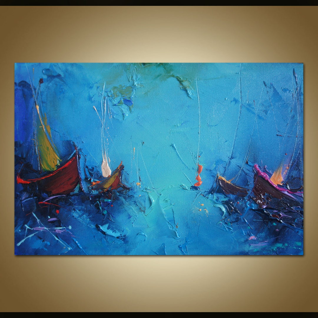 Seascape Oil Painting, Abstract Canvas Art, Landscape Painting ...