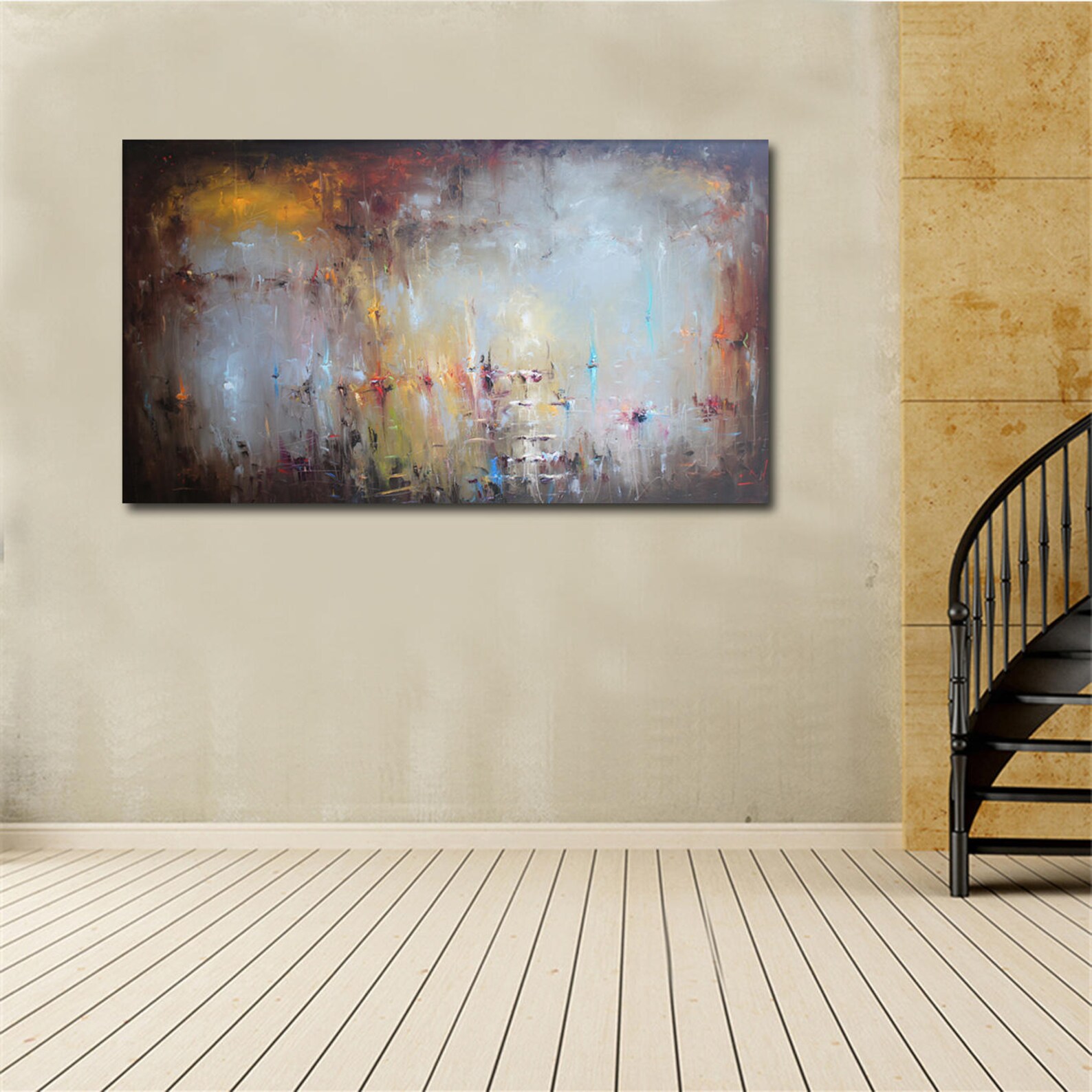 Extra Large Abstract Painting, XXL Canvas Art. Hand Made, Seascape ...