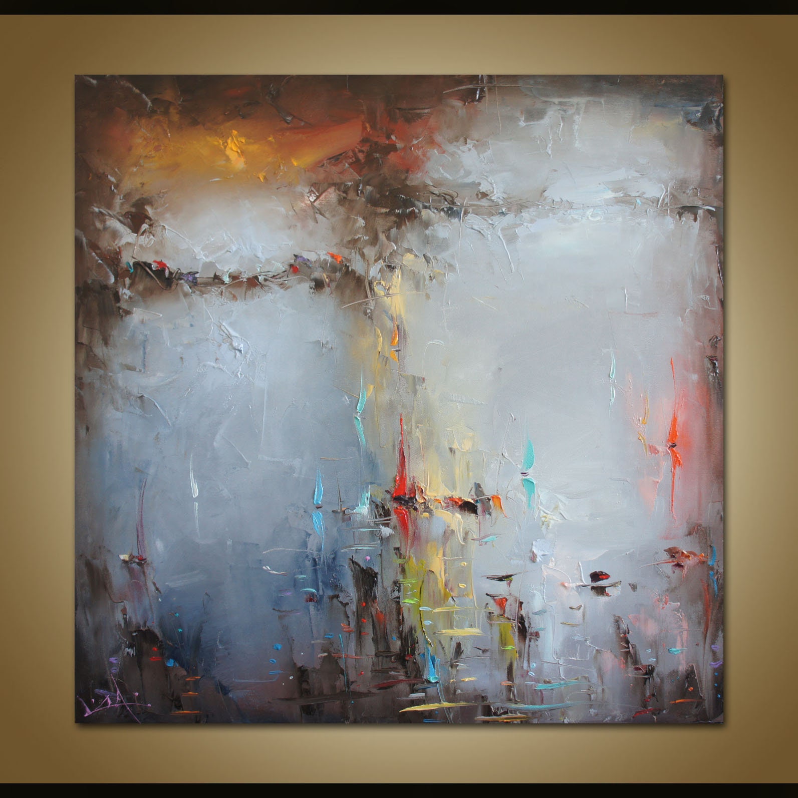 Large Oil Painting Gray Rust Abstract Painting Extra Large | Etsy