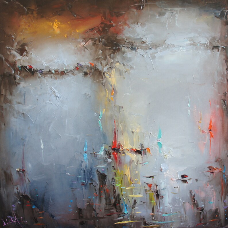 Large Oil Painting Gray Rust Abstract Painting Extra Large - Etsy