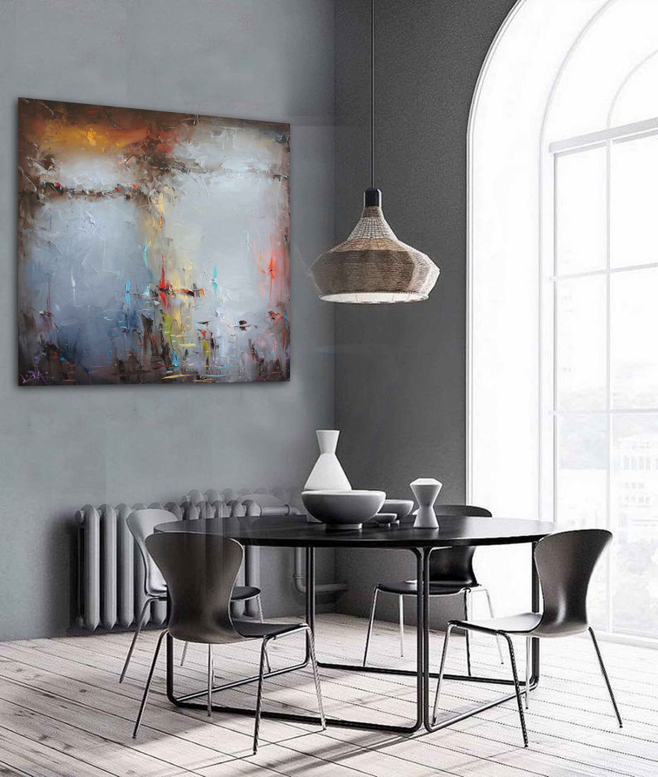 Large Oil Painting Gray Rust Abstract Painting, Extra Large Texture Art ...