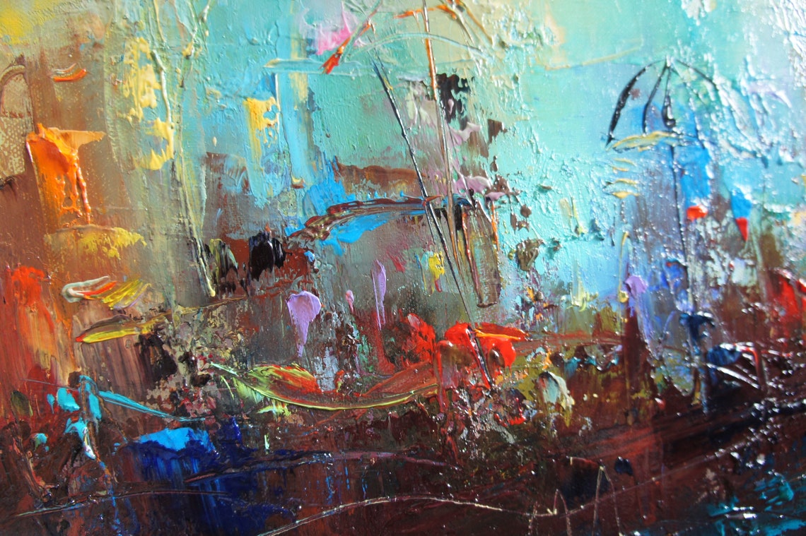 Extra große Ölgemälde Stadtbild Malerei zeitgenössische - Etsy.de