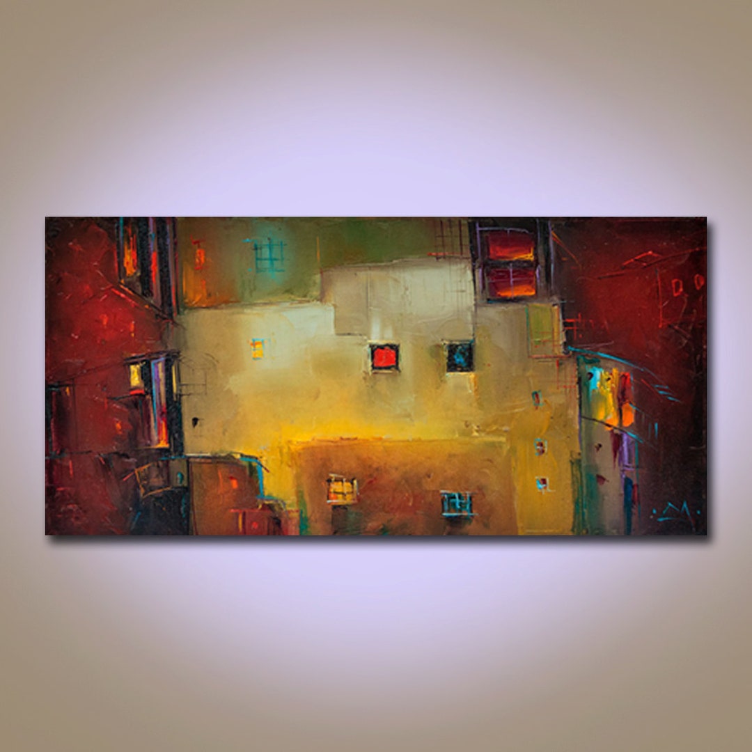 Large Abstract Painting, Large Modern Wall Art, Orange Art, Neutral ...