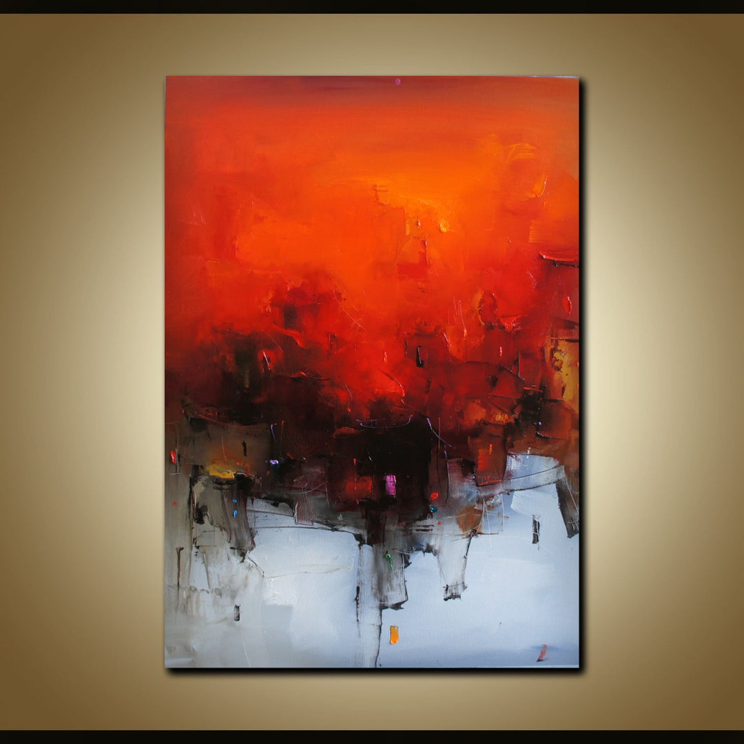 Extra Large Original Abstract Red Paintings on Canvas Modern Minimalist ...