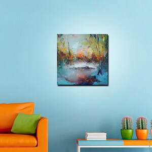 Original Oil Painting Landscape Square Abstract Painting - Etsy