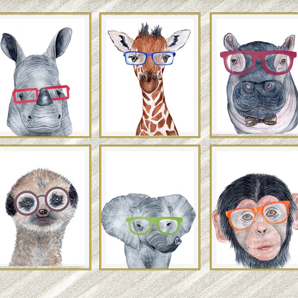 Nursery Art Animal Glasses - Etsy