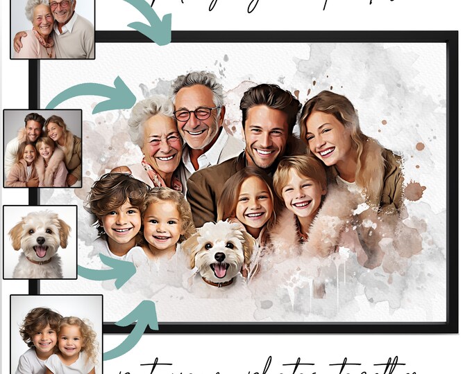 Custom Family Portrait, Personalized Watercolor Family Painting From ...