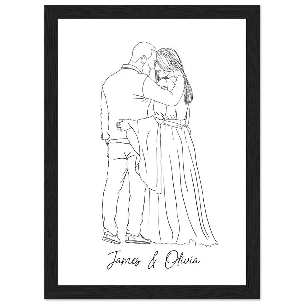Custom Line Drawing Portrait Minimalistic Black and White Art ...