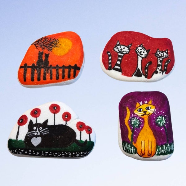 Painted Cat Stones - Etsy