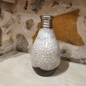 A Beautiful Raku Black and White Pottery Vase With Golden Designs - Etsy