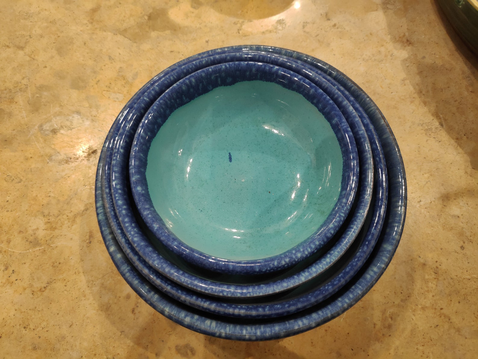 Set of four 4 handmade Turquoise Pottery bowls Set of 4 | Etsy