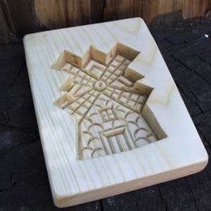 Windmill Wooden Mold for Baking, Wood Cookie Mold, Gingerbread ...