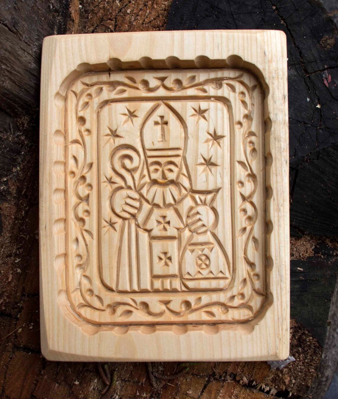 Cookie Mold "saint Nicholas". Handmade, Carved Wood, Linden Tree. - Etsy