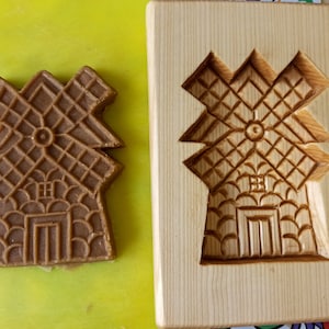 Windmill Wooden Mold for Baking, Wood Cookie Mold, Gingerbread ...