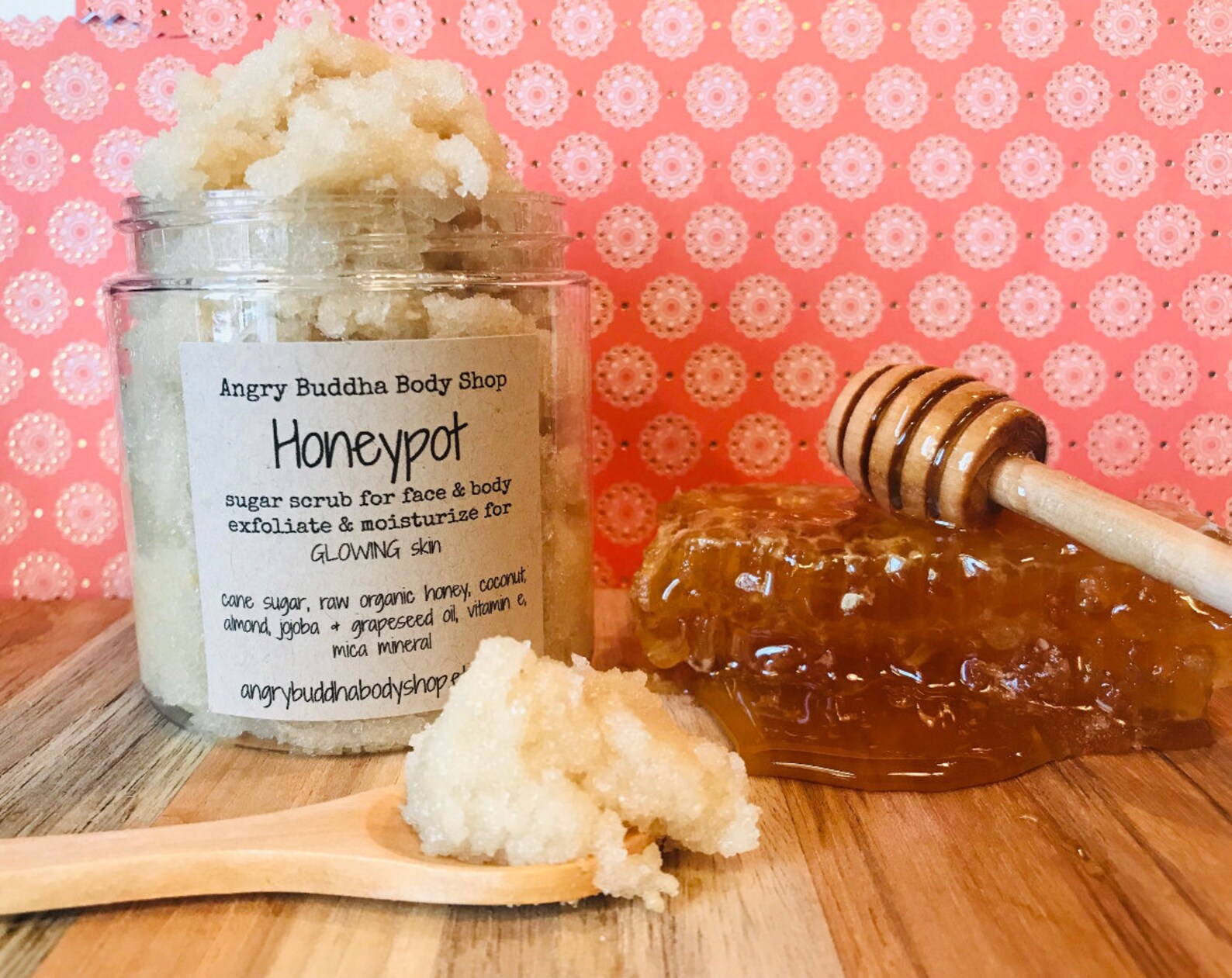 Honeypot Sugar Scrub, Natural Raw Honey Sugar Scrub, Body Polish ...