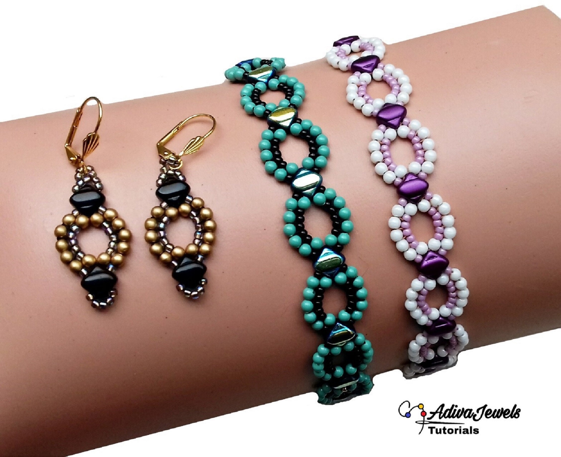 Beaded Pattern for Earrings and Bracelet buttons | Etsy