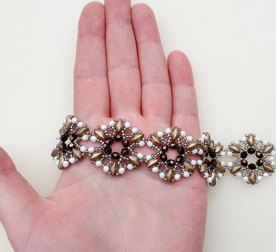 Bead Weaving Pattern With Gemduo Beads, connie Bracelet Tutorial - Etsy