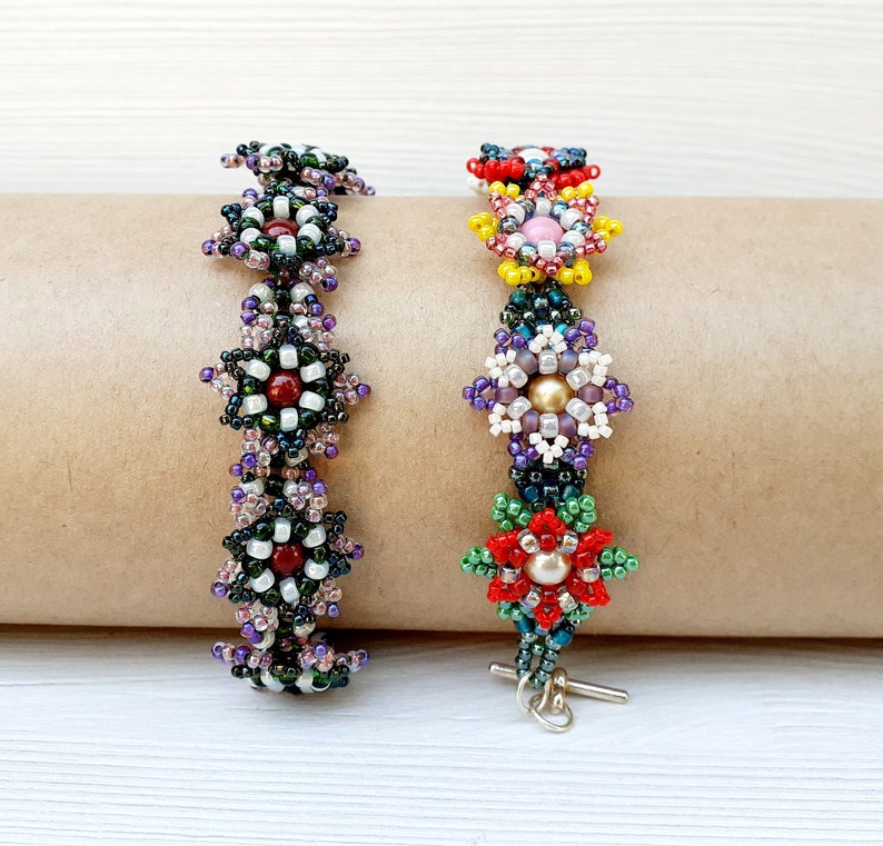 Seed Beads Pattern flowers Bracelet Tutorial - Etsy