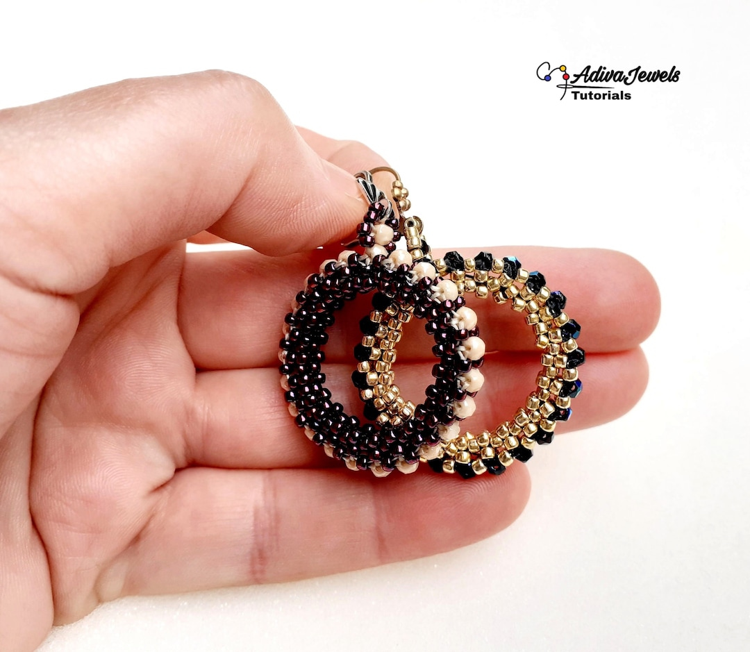 Beaded Hoop Earrings Pattern, DIY Jewelry Guide, PDF Beading Tutorial ...