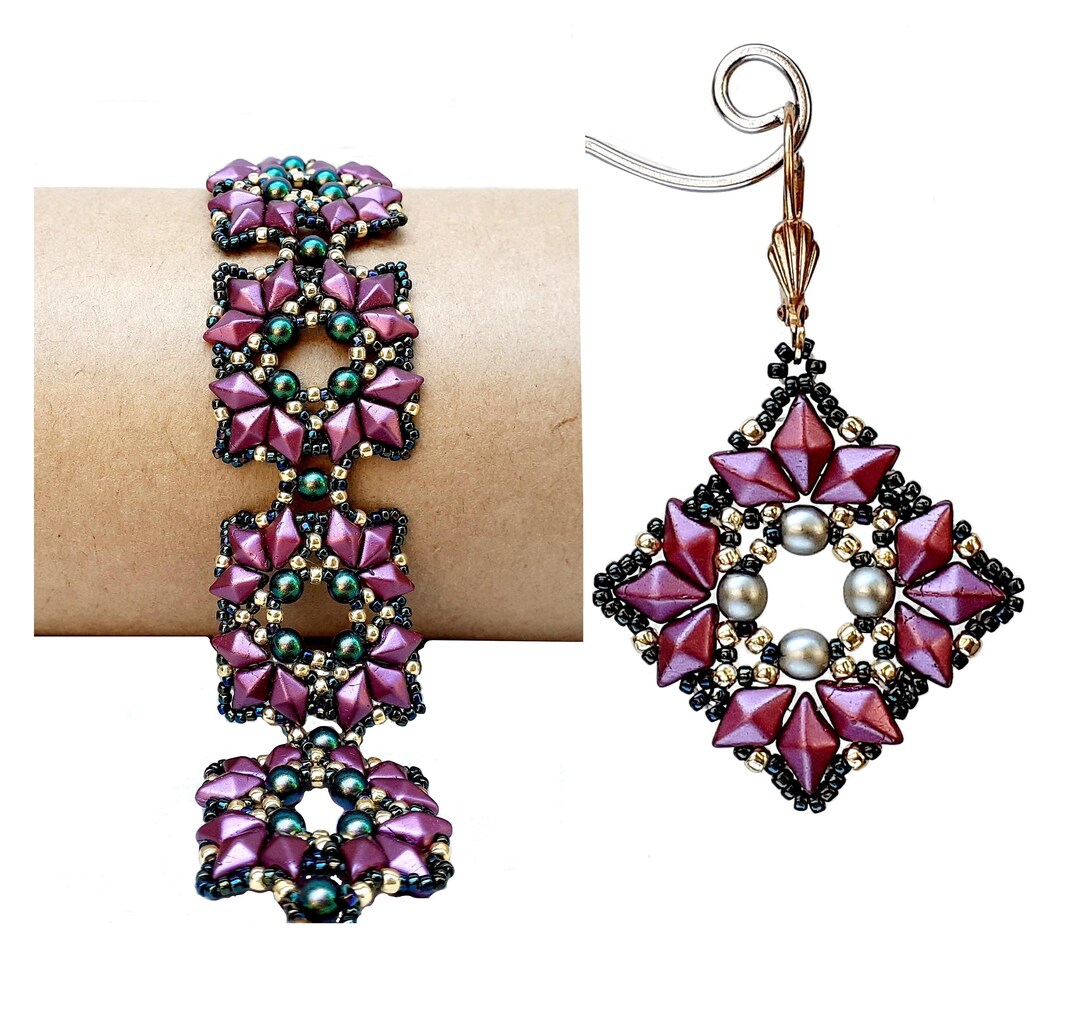 Bead Weaving Tutorial, tara Jewelry Set, Bracelet and Earrings Pattern ...