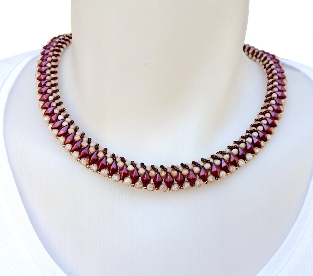 Necklace Beading Tutorial, diamonds Pattern - Etsy