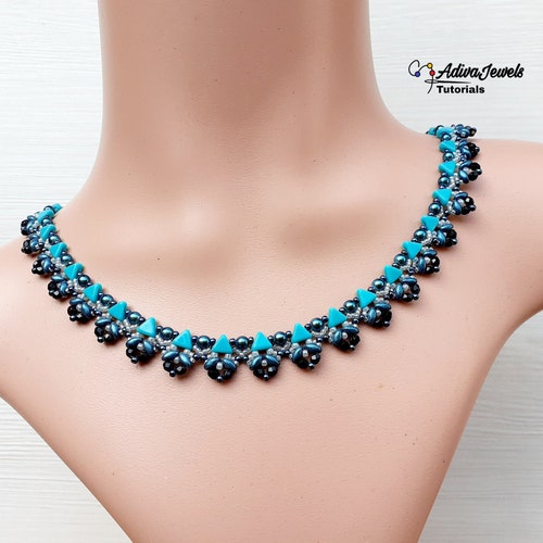 Crescent Beaded Beads Beadweaving Necklace Instructions - Etsy Israel