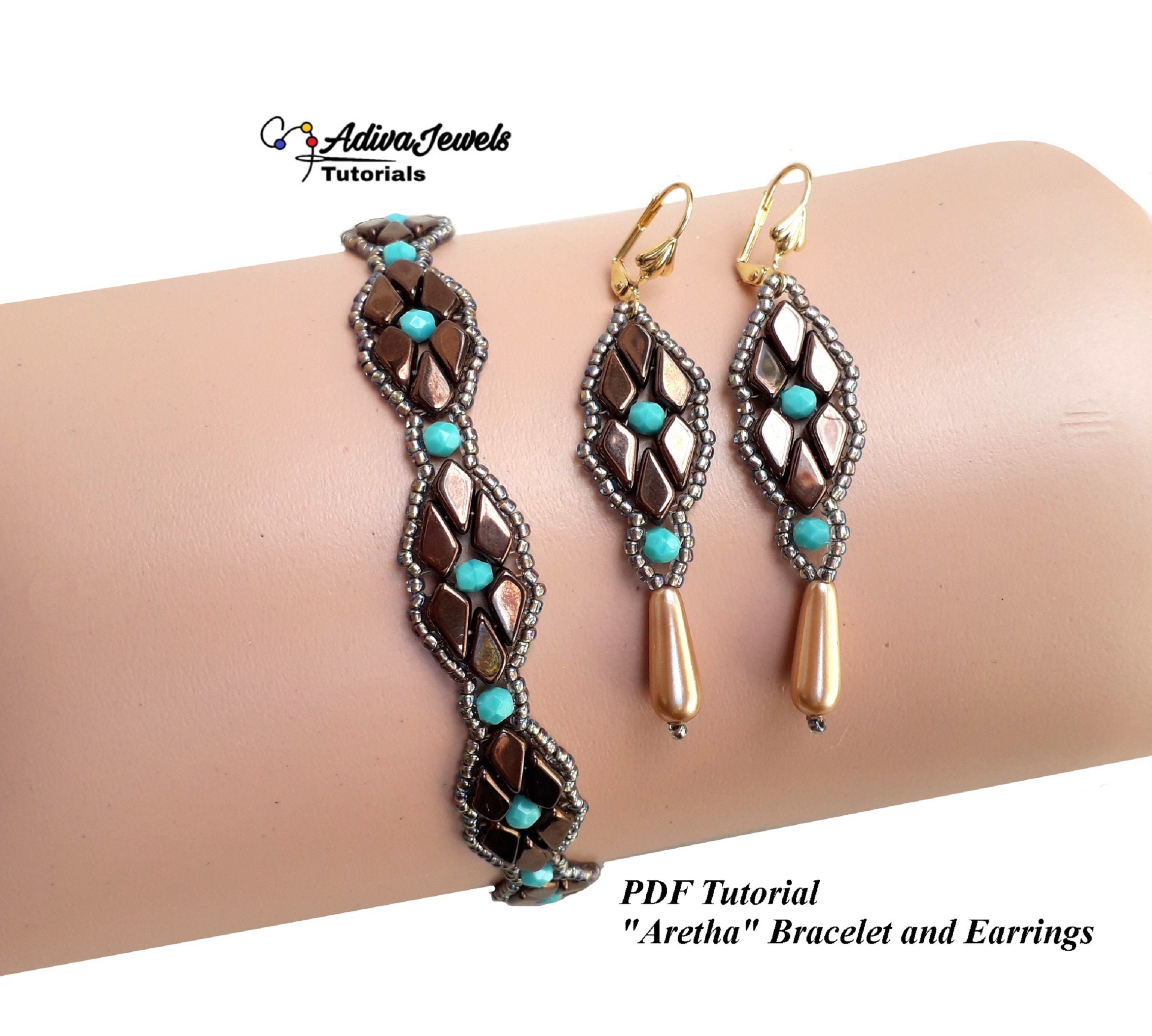 Beaded Bracelet and Earrings Pattern With Kite Beads - Etsy